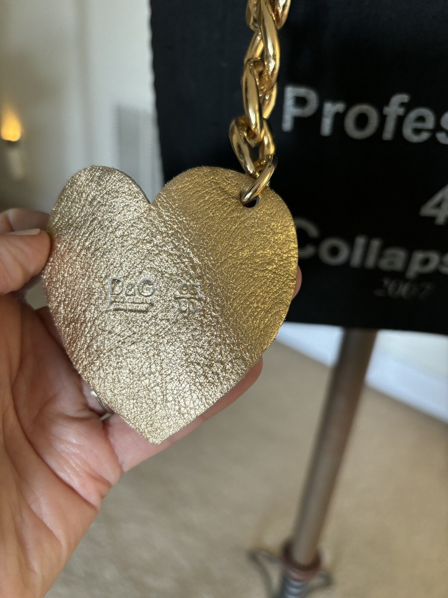 DOLCE & GABBANA Belt Gold Chain Waist W Leather Heart Sz 95 DOLCE & GABBANA Belt Gold Chain Waist W Leather Heart Sz 95