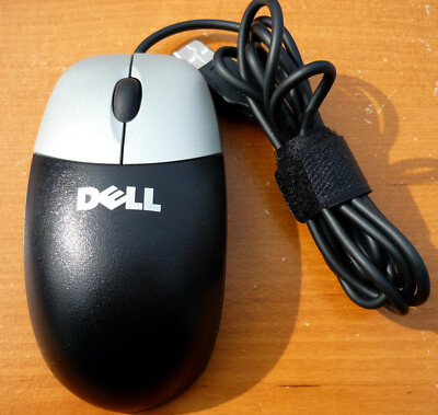 Vintage Dell USB Optical Mouse M-UVDEL1 Black & Silver Clean Tested ...
