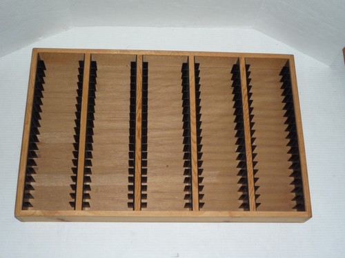 VINTAGE WOOD WOODEN PLASTIC SLOT (100) SLOT CASSETTE RACK HOLDER VERY ...