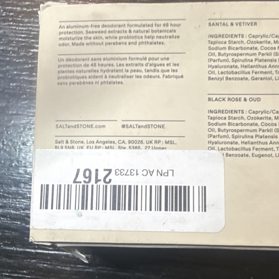 Salt & Stone Aluminum-Free Mini Deodorant Discovery Set Santal Vetiver ...