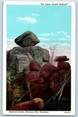 Sherman Hill Wyoming WY Postcards Balanced Rocks Dame Nature Scene ...