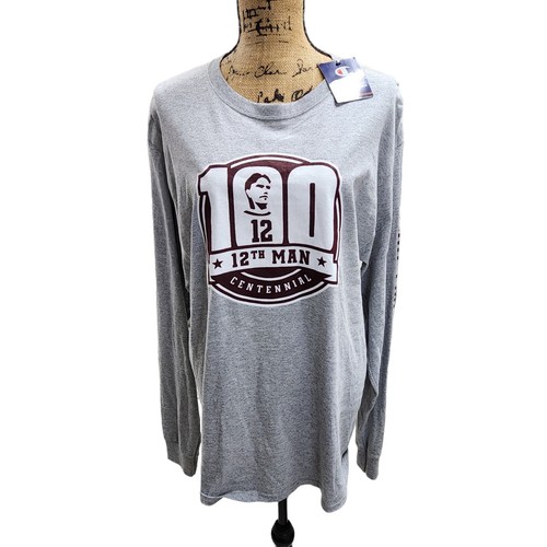CHAMPION Texas A&M Aggies 12th Man Football Womens L Long Sleeve Gray T ...