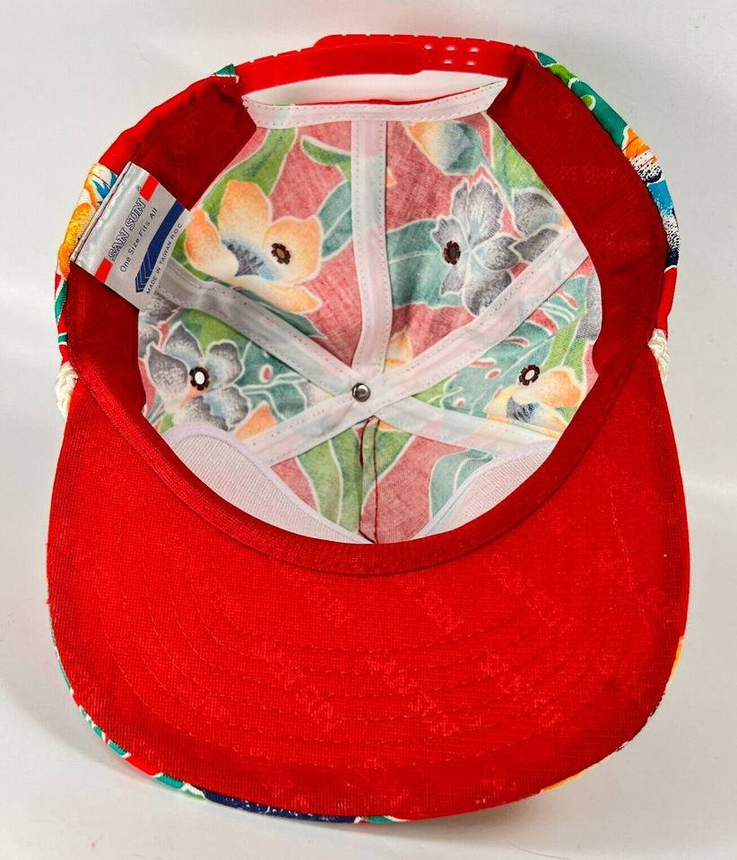 Vtg United Telephone Of Florida Snap Back Cap Hat San Sun Floral Red ...