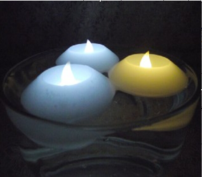3 Inch Large LED Waxed Floating Candle Flameless Floating Candle Cold ...