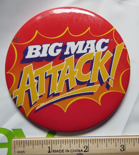VTG MCDONALD'S PINBACK BUTTON PIN 80s 3.25 inch Big Mac Attack red | eBay