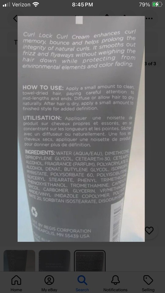 Regis Designline Curl Lock Curl Cream 4 oz Enhance Curls & Reduces ...