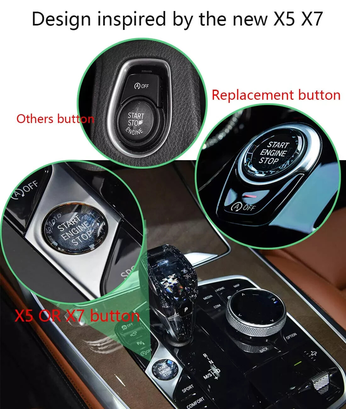 Black Crystal Engine Start Push Button Replacement Fits 11-18 F25 X3 ...