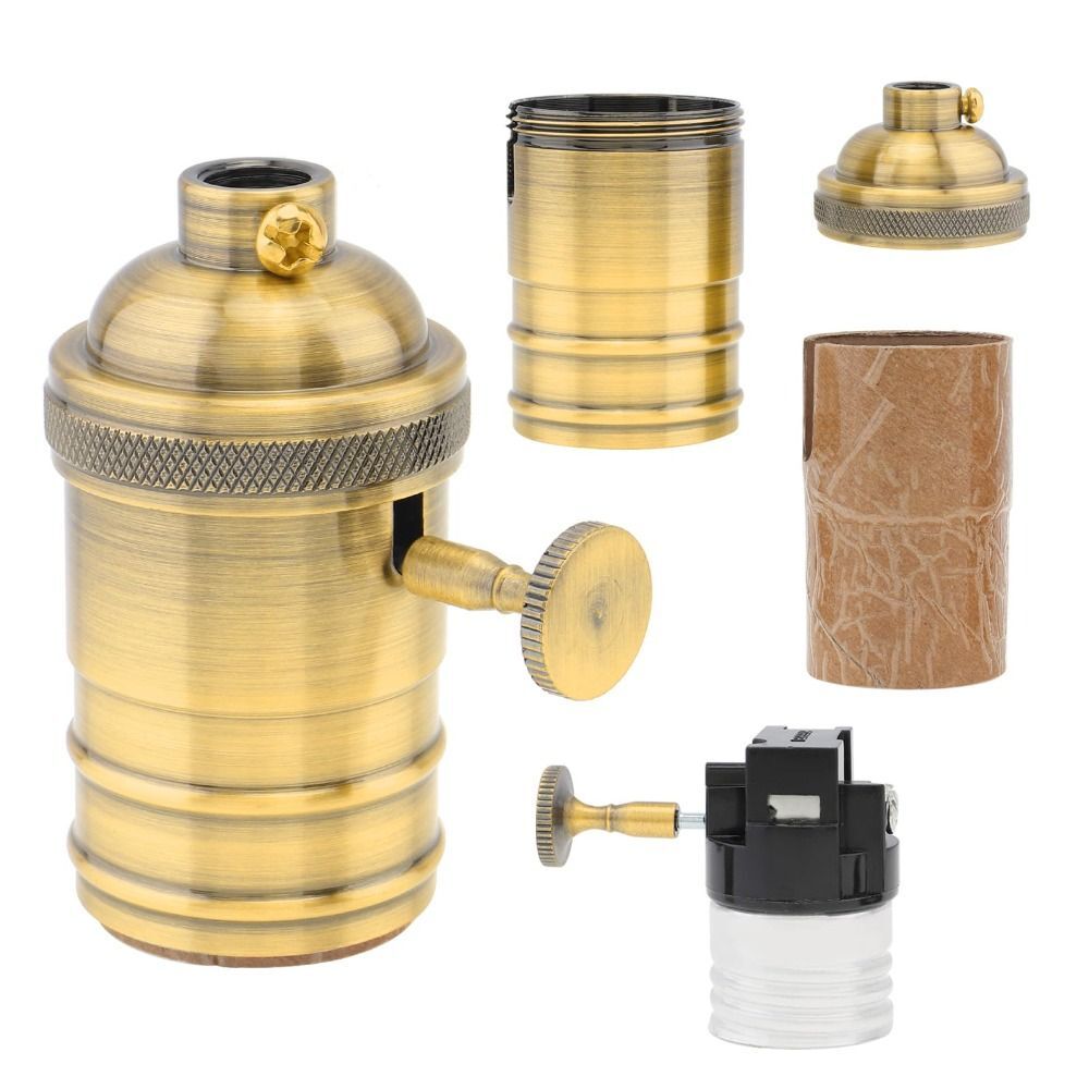 E26/E27 Lamp Socket Aluminum on/Off Knob Switch E26/E27 Bulb Light ...