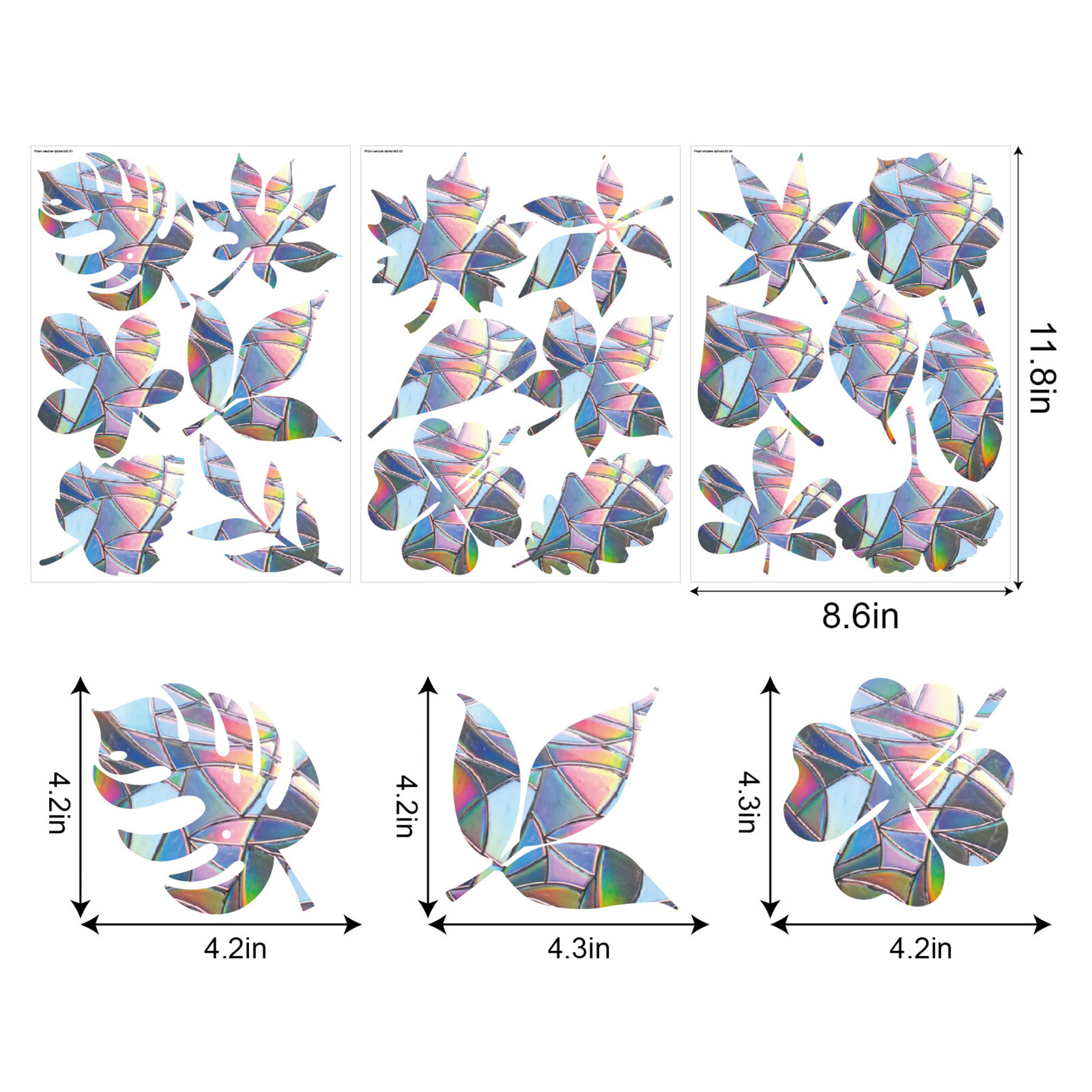 3 Sheets -Collision Window Stickers DIY Leaves Theme Window M1G7 | eBay