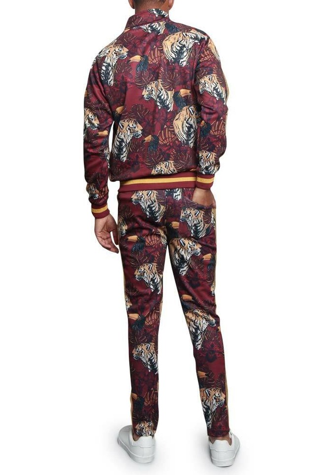MEN'S Floral Tiger Track Pants & Jacket Jogging Track Suit Set S~5X ...
