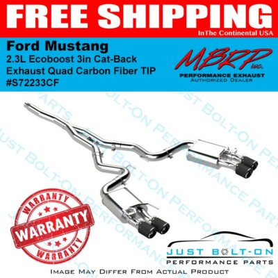 MBRP 2018-2022 Mustang 2.3L Ecoboost 3in Cat-Back Exhaust Quad Carbon ...