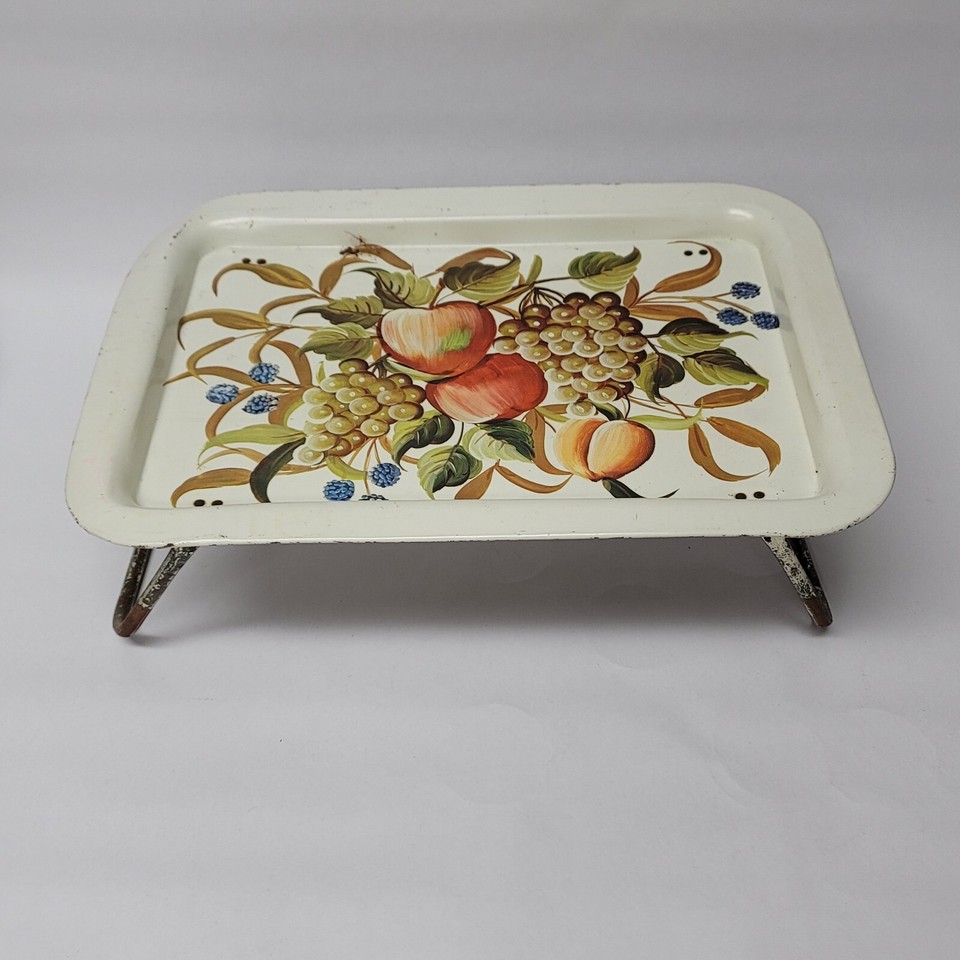 Metal Lap Tray Vintage Folding Fruit Pattern Painted TV Tray 12x17 | eBay