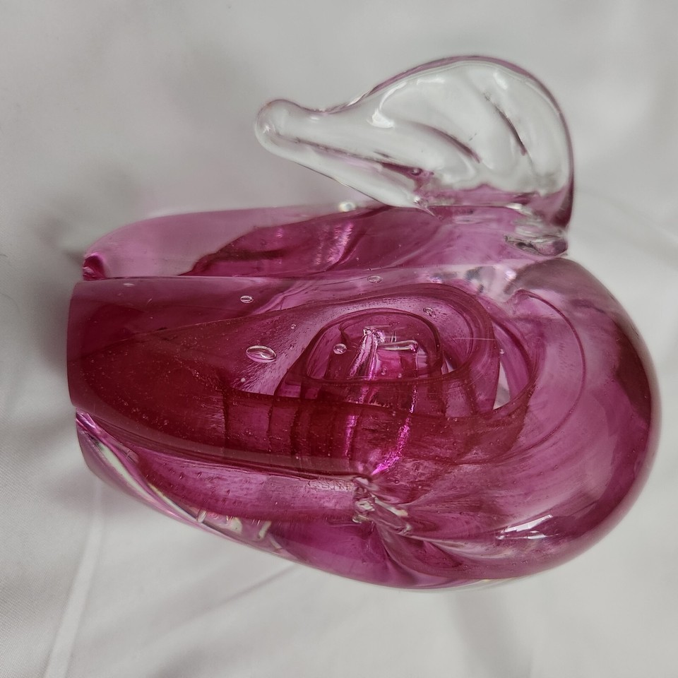 Vintage Hand Blown Art Glass Figurine Elephant Trunk Up Pink ...