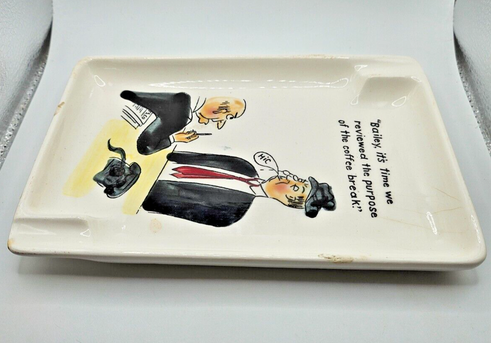 VINTAGE CERAMIC ASHTRAY "Comic Style" Made in JAPAN Workplace Humor ...