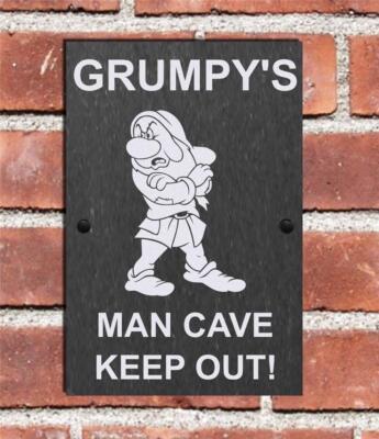Grumpy's Man Cave Keep Out! Funny Natural Slate Sign Plaque 3 Sizes ...