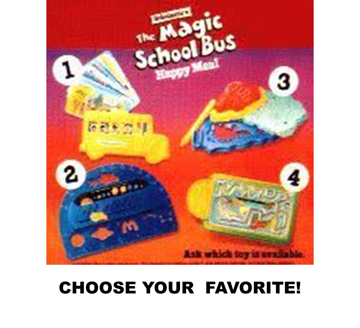 McDonald's 1994 Vintage Scholastic Magic School Bus Toys-Choose Your ...