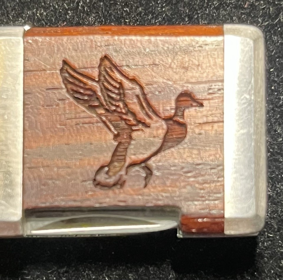 Vintage Kershaw, Duck / Goose Wood Inlay Money Clip W/knife, file ...