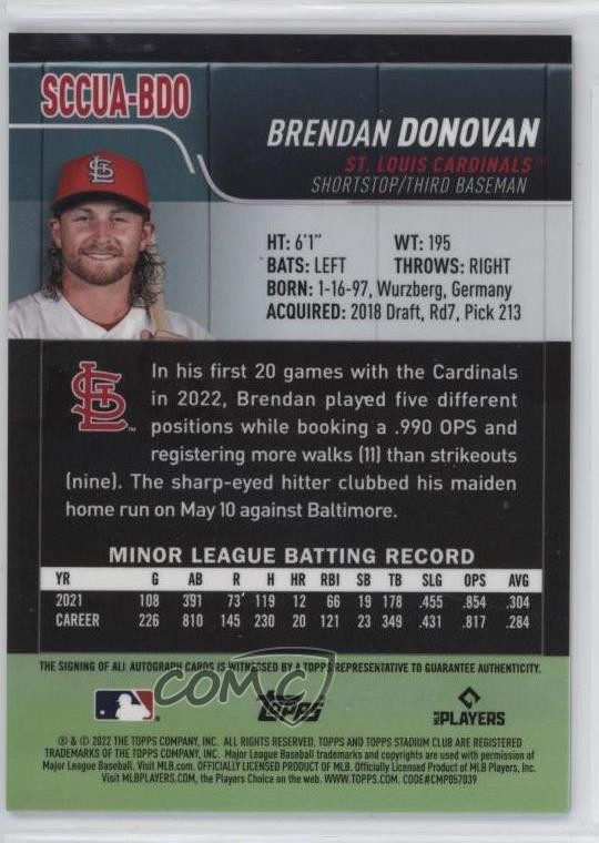 2022 Topps Stadium Club Chrome Auto Brendan Donovan #SCCUA-BDO Auto ...