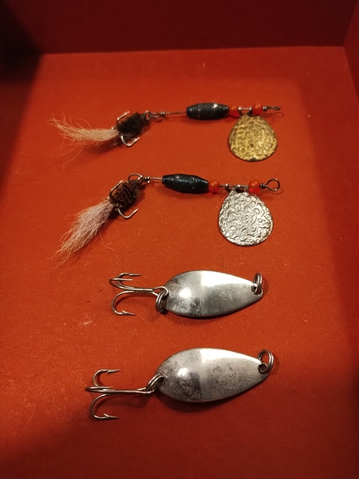 Pair of Little Cleo Spoon Lures + Pair of Mepps Muskie Spinning Lures ...