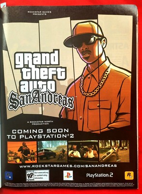 RARE! 2004 GRAND THEFT AUTO San Andreas PS2 Video Game = Promo PRINT AD ...