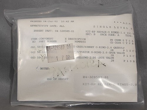 NEW ASM PN: 04-328589-01 KIT-RP REPAIR-O RINGS-2.0 ISO Valve Rebuild ...