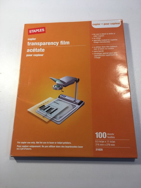 Staples Copier Transparency Film 100 Sheets 8 5 X 11 Inches For Sale Staples Copier Transparency Film 100 Sheets 8 5 X 11 Inches For Sale