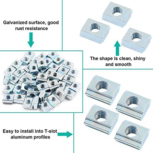 100pcs 20 Series Sliding T Nuts M5 Thread Slide In Hammer Head T Nut ...