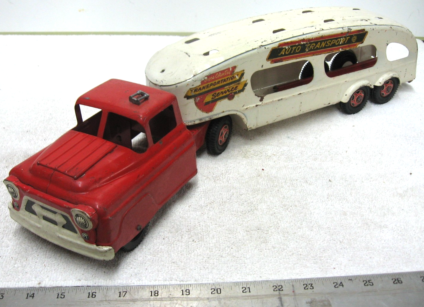 VINTAGE 1950S MARX CAR HAULER TRANSPORTER TRUCK PRESSED STEEL | eBay