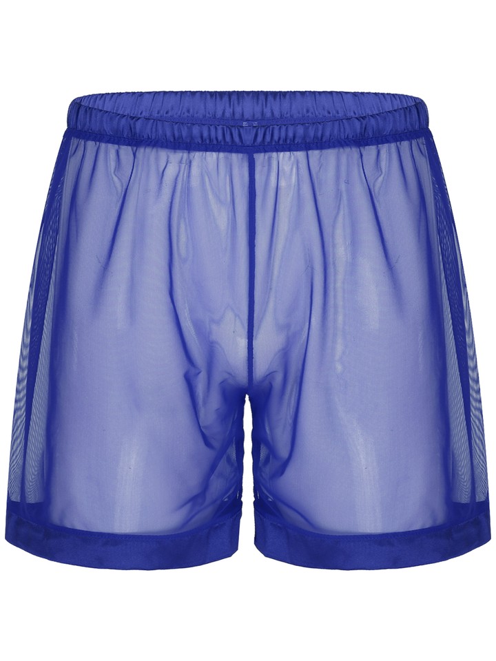Mens Sheer Mesh Loose See-Through Boxer Shorts Underwear Swim Trunks ...