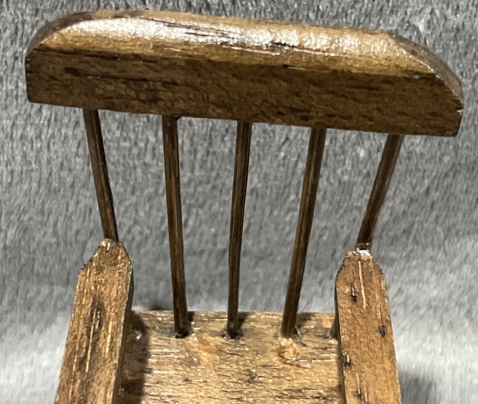 Vintage Miniature Spool Back 1:12 Rocking Chair Brown Rocker Dollhouse ...