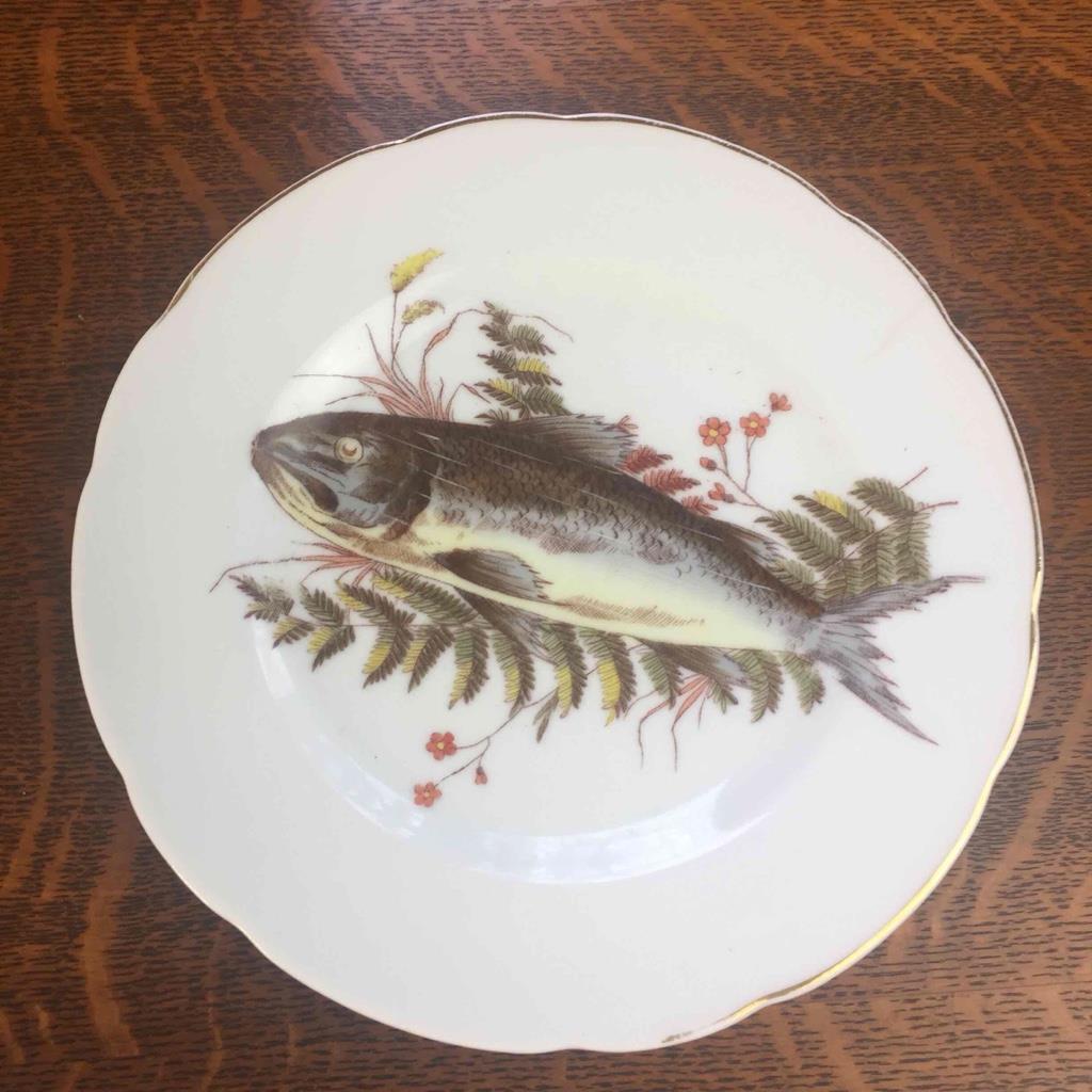 Antique Victoria Austria Bawo Dotter Karlsbad BBD Fish Platter 6 Plates ...