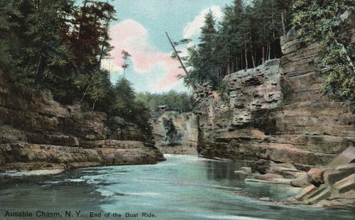 Vintage Postcard End Of Boat Ride Adventure Place Ausable Chasm New ...