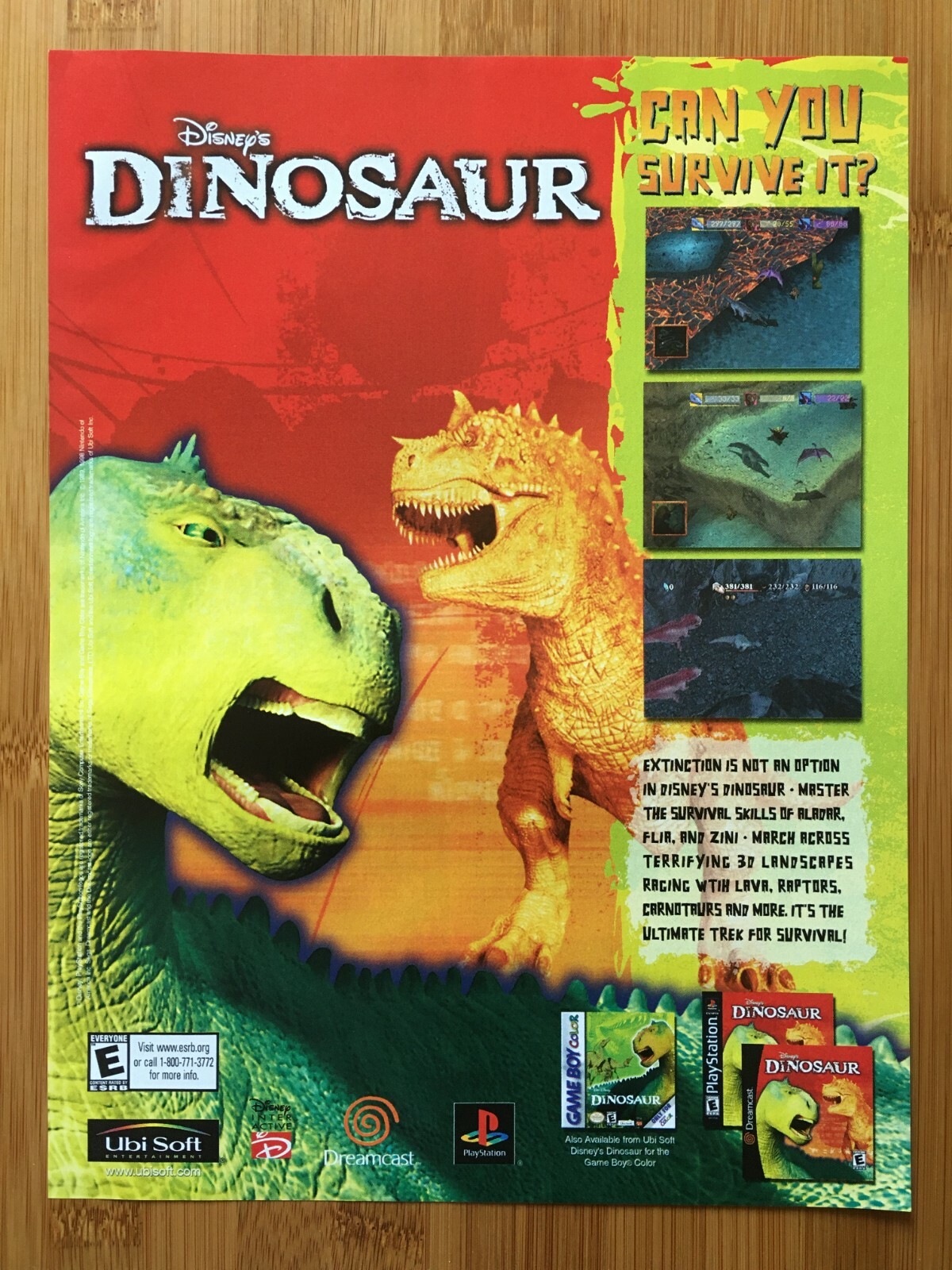Disney's Dinosaur PS1 Dreamcast GBC 2000 Vintage Print Ad/Poster ...
