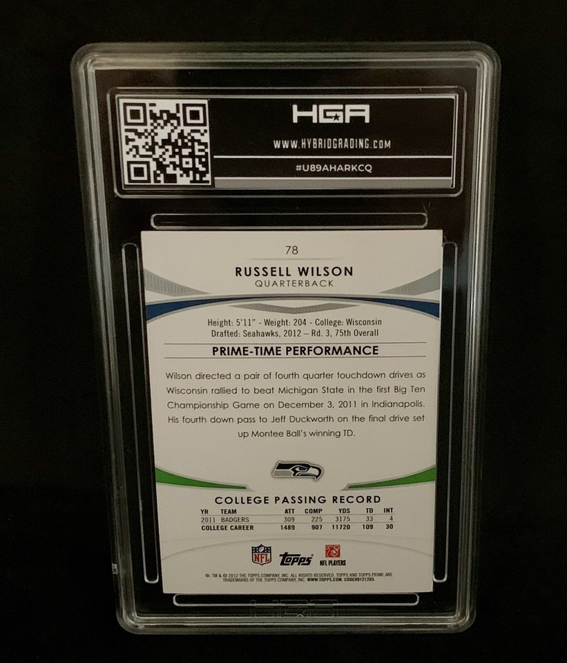 2012 Topps Prime Russell Wilson RC HGA 7.5 NM+ Seahawks/Broncos #78 ...