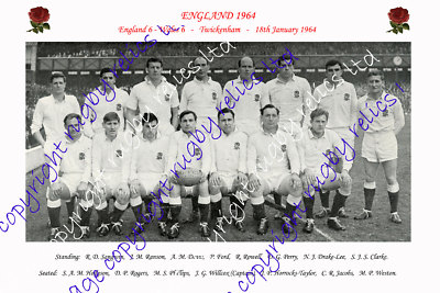 ENGLAND (v Wales) 1964 RUGBY TEAM PHOTOGRAPH | eBay