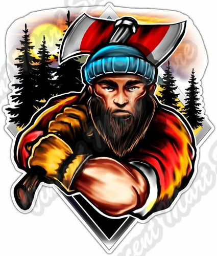 Lumberjack Logging Axe Forest Wood Log Car Bumper Vinyl Sticker Decal 4 ...