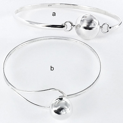 Sold Sterling Silver Bangle/Cuff-POLISHED BALL Bangle Bracelet-Latch ...