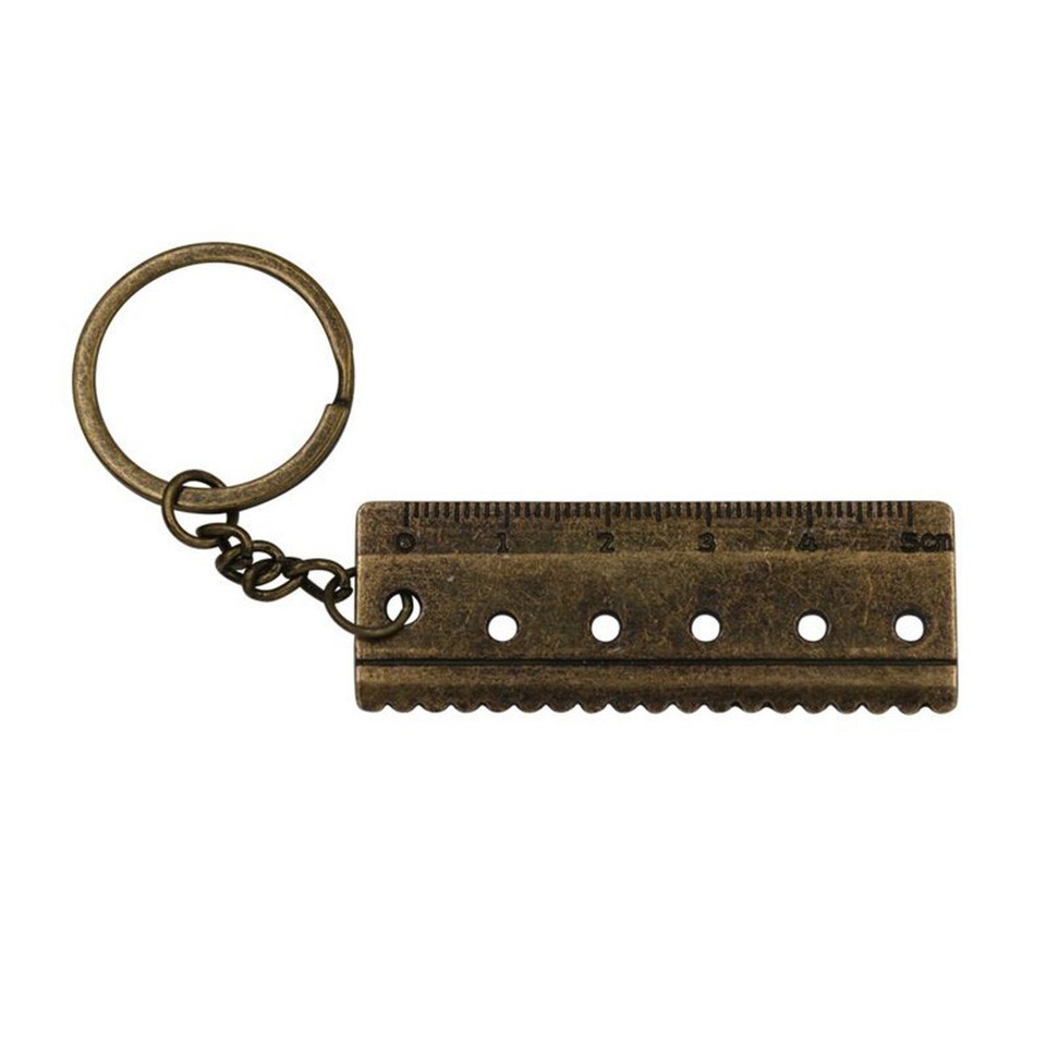 Trendy Retro Brown Silver Vernier Caliper Keychain for Stylish ...