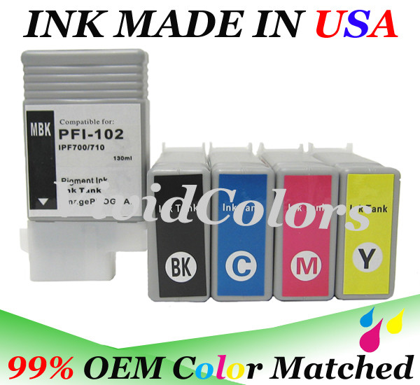 New Compatible ink cartridge PFI102 & PFI104 for Canon iPF765 Set of 5 ...