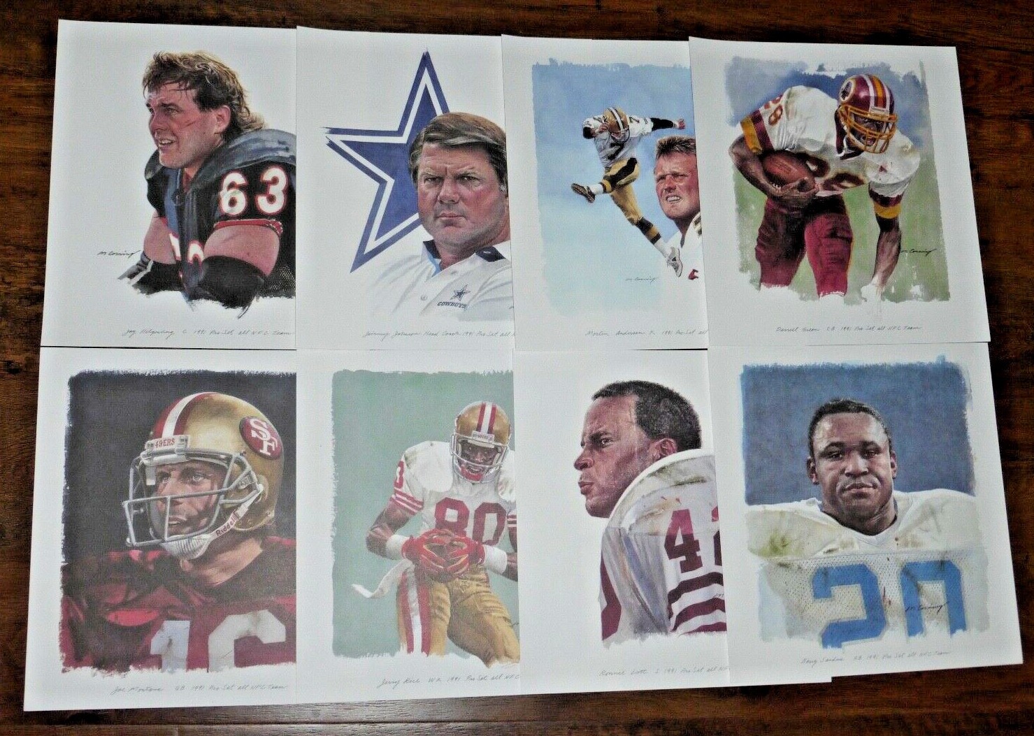 1991 PRO SET~27 LITHOGRAPH SET~MERV CORNING PRINT~JOE MONTANA BARRY ...