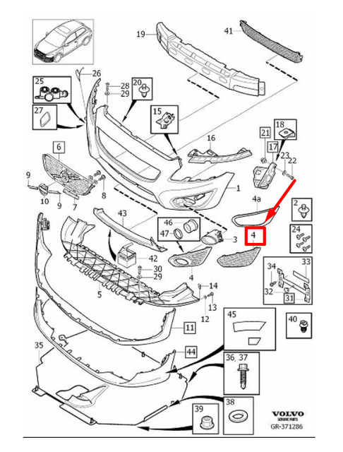 Genuine Volvo Lower Cover Left in Front Bumper 31298169 for sale online ...