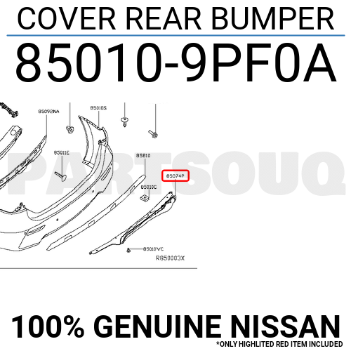 850109PF0A Genuine Nissan COVER REAR BUMPER 85010-9PF0A | eBay
