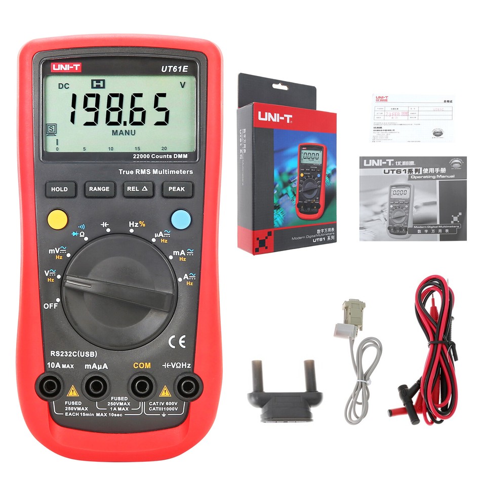 . UT61E Digital Multimeter True RMS Peak Meter PC Connect AC/DC Voltage ...