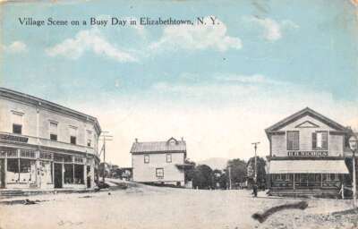 Elizabethtown New York Village Scene on a Busy Day Vintage Postcard ...