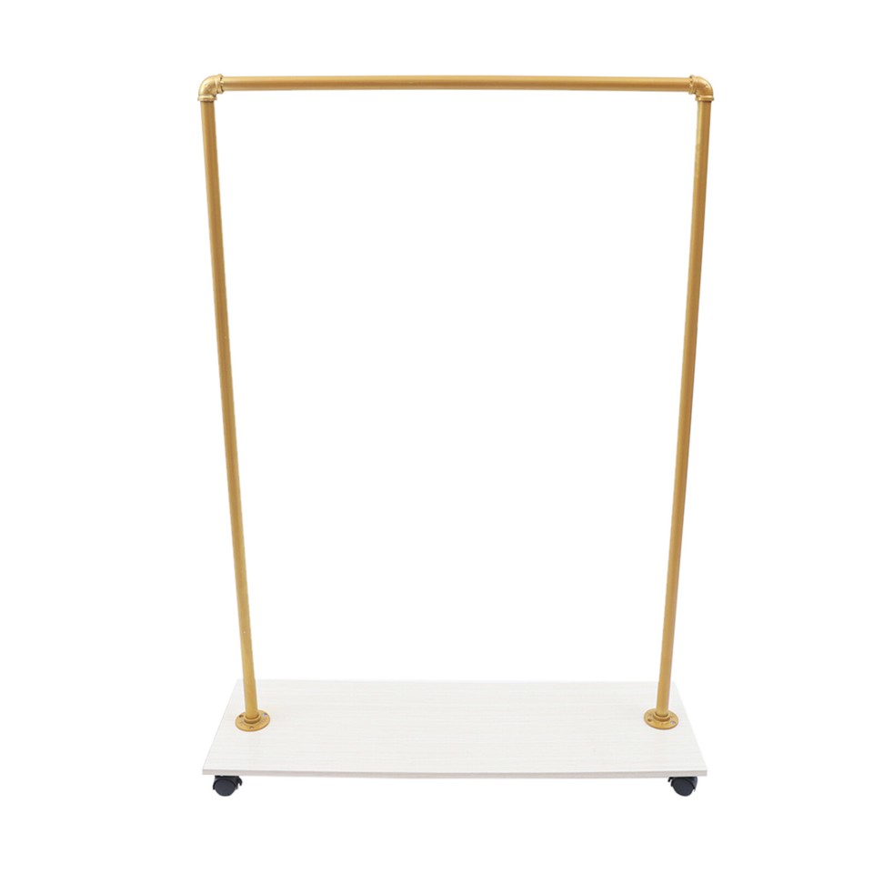 Gold Metal Pipe Garment Clothes Display Hanger Rack Floor Freestanding ...
