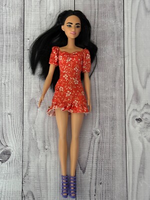 Barbie Doll Fashionistas #177 Asian Long Hair #182 Orange Dress Lot | eBay