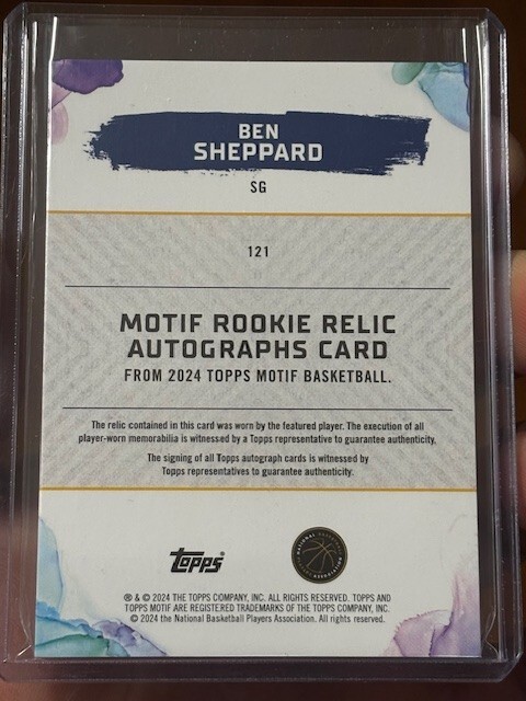 2024 Topps Motif Ben Sheppard RC Jersey Autograph Blue SP /35 Pacers | eBay