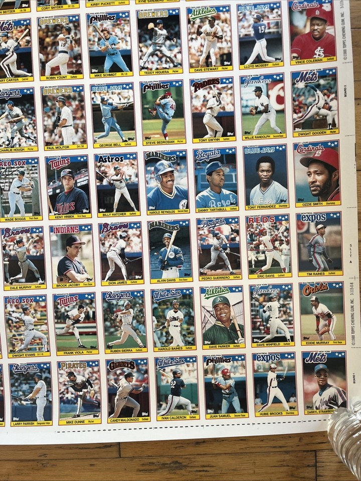 1988 Topps Mini Cards Uncut Sheet Baseball Kirk Gibson Jose Canseco ...