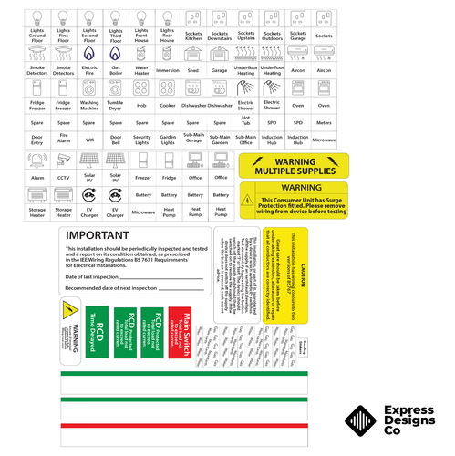 Consumer Unit Fuse Board Label Stickers – Fits Fusebox, Chint, Wylex ...