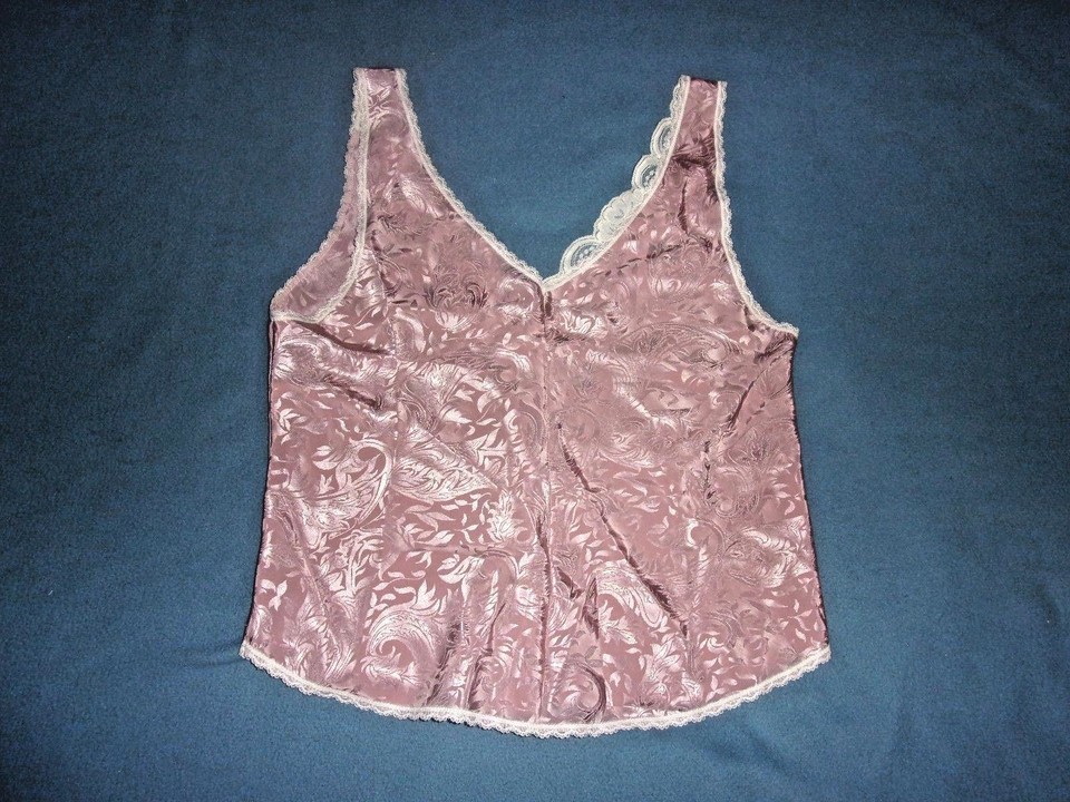 Size 36 Lacie Ann Shimmery Pink Floral Lace Sleep Top 7241 | eBay